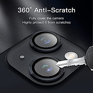 JETech Camera Lens Protector for iPhone 14 6.1-Inch and iPhone 14 Plus 6.7-Inch, 9H Tempered Glass Metal Individual Ring Cover, HD Clear, 2-Pack (Midnight)