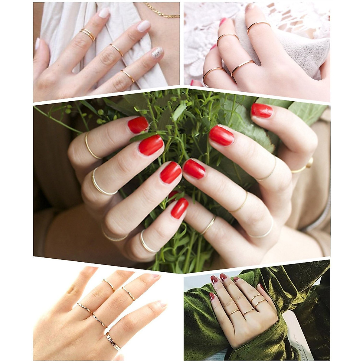 IFUAQZ 8pcs 1MM Thin Stainless Steel Knuckle Midi Stacking Rings for Women Plain Band Comfort Fit Gold, Size 3 to 10