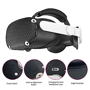 Gwyoneaon Protective Cover for Oculus/Meta Quest 2 Accessories, Silicone Controllers Grip Cover Protector, Soft Shell Skin with Face Cover and Lens Cover (Black)