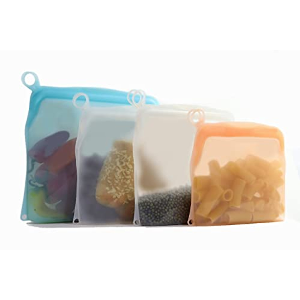 All- Purpose Reusable Silicone Ziplock Bag | Stand-Up: Small, Medium, Large | Space Saver | Travel Essentials, Make-up | Meal Prep | Storage | BPA free | Latex free| PVC free (Set of 4)