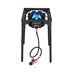 Vivicreate 30000 BTU free standing Outdoor Stove, Side burners,Camping Stove, 0-20 PSIG high pressure stove include CSA listed regulator and gas pipe