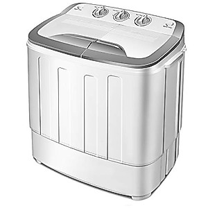 Giantex Washing Machine, Portable Clothes Washing Machines, 13lbs Washer and Spinner Combo, Semi-Automatic Laundry Machine, Compact Twin Tub Mini Washer Machine for Apartment Camping Dorms RV