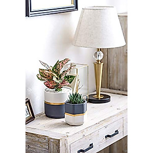 Mkono Ceramic Flower Pots for Indoor Plants 6 Inch and 4.8 Inch Modern Decorative Planters, Set of 2 Geometric Gardening Pots with Drainage for All House Plants (Plants NOT Included)