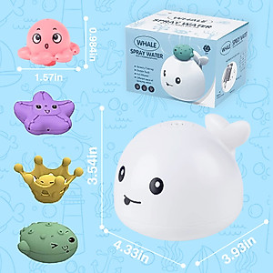 Bath Toys Whale Bath Toy Spray Light Up Whale Automatic Spray Water Bath Bathtub Toys Spray Water Squirt Toy for Toddlers Infants Kids Children Pool Shower Bathroom Toys Spray Water Bath Toy