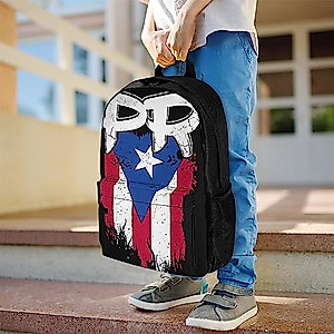 Supdreamc Durable Polyester Daypack Backpack for Sports Travel Running - Big Capacity Anti-Theft Multipurpose Carry On Bag, Flag of Puerto Rico Boricua Art Laptop Book Bag Rucksack