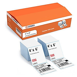 K Comer 4x6 Thermal Shipping Labels (2 Stacks, 1000 Printer Labels) Stickers Printable,Waterproof,Self Adhesive,Mailing Address Labels for Packages Compatible with K Comer MUNBYN, Rollo