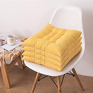 ZBH1985 Chair Pads and Seat Cushions 4 Pack of Set with Ties Comfortable and Soft Non Slip for Indoor, Dining Living Room, Kitchen (Yellow, 40)