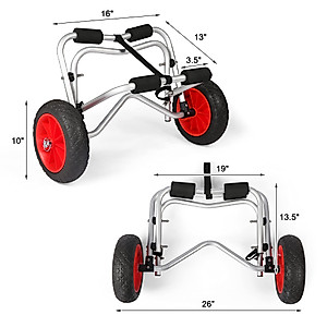 DC DICLASSE Kayak Carts Dolly, Universal Canoes Carrier Trolley with Solid Tires,Trailer Tote Trolley Transport SUP Cart with Ratchet Straps for Jon Boat Paddle Board Float Mats Outdoor Travel