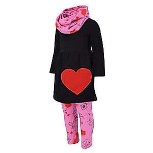 Unique Baby Girls Valentines Day Love Letters Toddler Outfit Legging Set (5 Years, Black)
