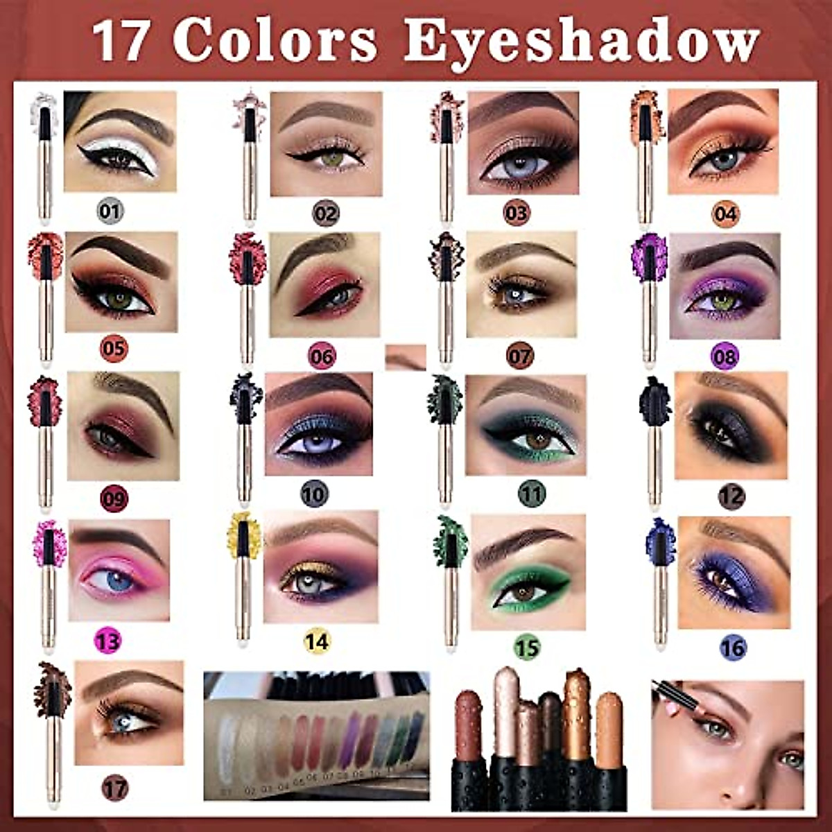 May Foltran Sand Shimmer #02 Cream Eyeshadow Pencil, Nude Pink Sparkle, Hypoallergenic Waterproof Long Lasting Eye Shadow Stick, Multi-Dimensional High Pigment Eye Highlighter Pen