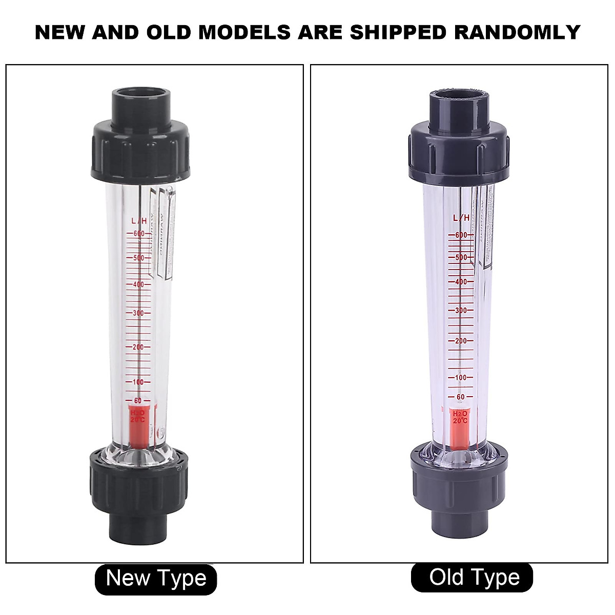 60-600L/H Rotameter Plastic Tube Liquid Water Meter DN15 Flowmeter LZS-15D