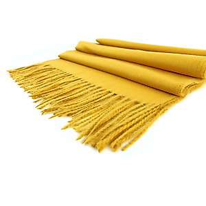 PASKMLNA Large Cashmere Wool Pashmina Shawl Wrap Scarf (Mustard Yellow #2-16)