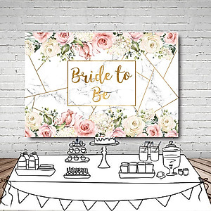 MEHOFOND Bride to Be Marble Backdrop Bridal Shower Miss to Mrs Wedding Party Supplies White Blush Pink Floral Photobooth Girls Bachelorette Engagement Photography Background Banner 7x5ft