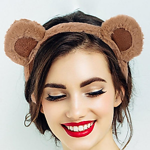 Beaupretty 3pcs Bear Ears Headband Halloween Animal Cosplay Headwear Party Prop Favors for Women Girls Brown