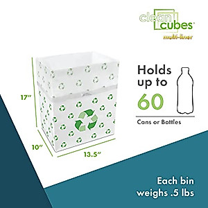 Clean Cubes (Multi-Liner 13 Gallon Trash Cans & Recycle Bins for Sanitary Garbage Disposal. Disposable Containers for Parties, Events, Recycling, and More. 3 Pack (Recycle)