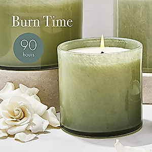 LAFCO New York Signature Candle, Fresh Cut Gardenia - 15.5 oz - 90-Hour Burn Time - Reusable, Hand Blown Glass Vessel - Made in The USA