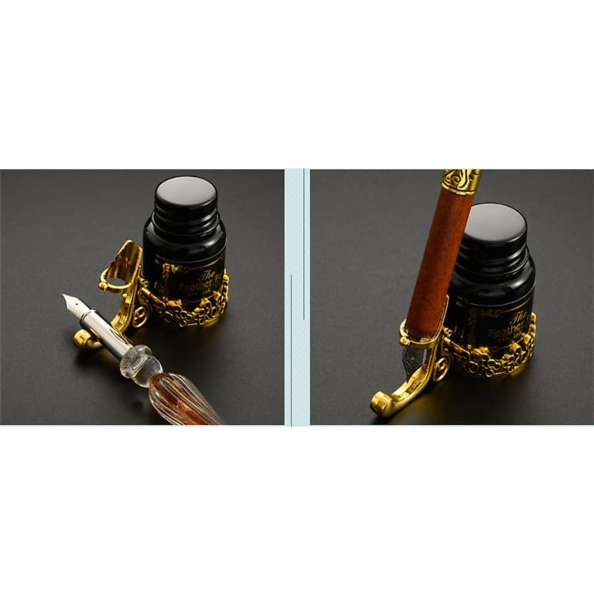 Fountain Pen Set - Calligraphy Pen Set Includes Wooden & Glass Pen - Ink & Pen Nibs