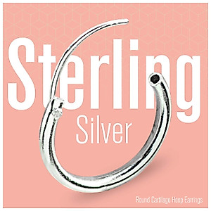 Hoop Earrings for Women Sterling Silver Cartilage Earring 10mm Round Small Hoops for Men Fashion Trendy Summer