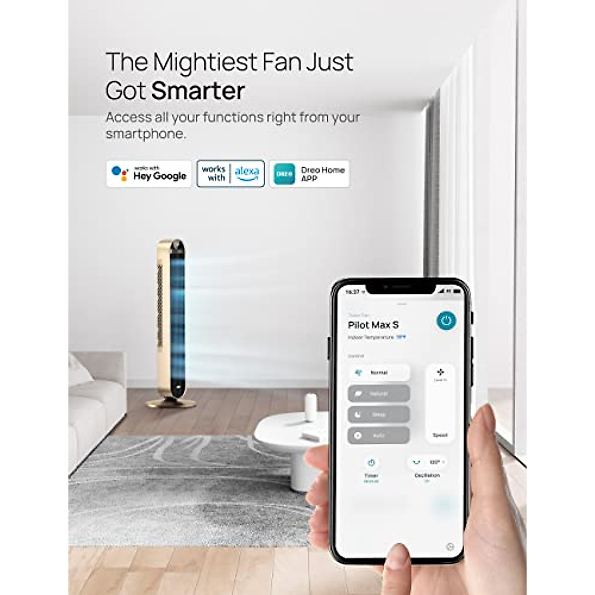 Dreo Smart Tower Fan Voice Control, 120° Oscillating Fan Works with Alexa/Google/App/Remote, 42 Inch, 25dB Quiet DC Bladeless Fan & Tower Fan 42 Inch, Cruiser Pro T1 Quiet Oscillating Bladeless Fan