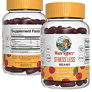 MaryRuth's Stress Relief Vita-Beans for Adults | Made with Magnesium Citrate & L-Theanine | Natural Calm, Relaxation, Stress and Mood Support Supplement for ages 14+ | Vegan | Non-GMO | 60 Count