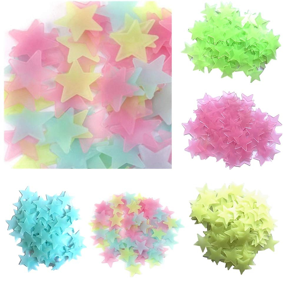 500Pcs 3CM Glow in The Dark Wall Decals Stars Stickers for Home Ceiling Wall Baby Kids Bedroom (Multicolor)