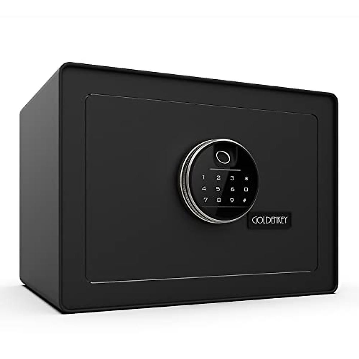 GOLDENKEY Digital Security Safe and Lock Box,Small Safe box for Money, Fingerprint Lock,Perfect for Home Office Hotel Business Jewelry Gun Use Storage,0.5 Cubic Feet,Black