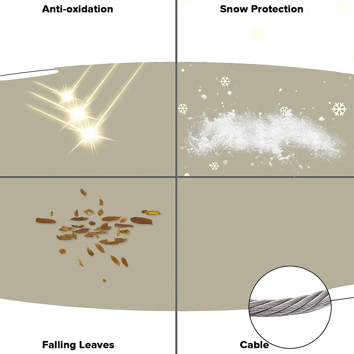 INFRANGE-Patio Furniture Covers 9' Waterprrof UV Resistant Heavy Duty Cover for Outdoor Round and Rectangle Table Chair Sofa Beige