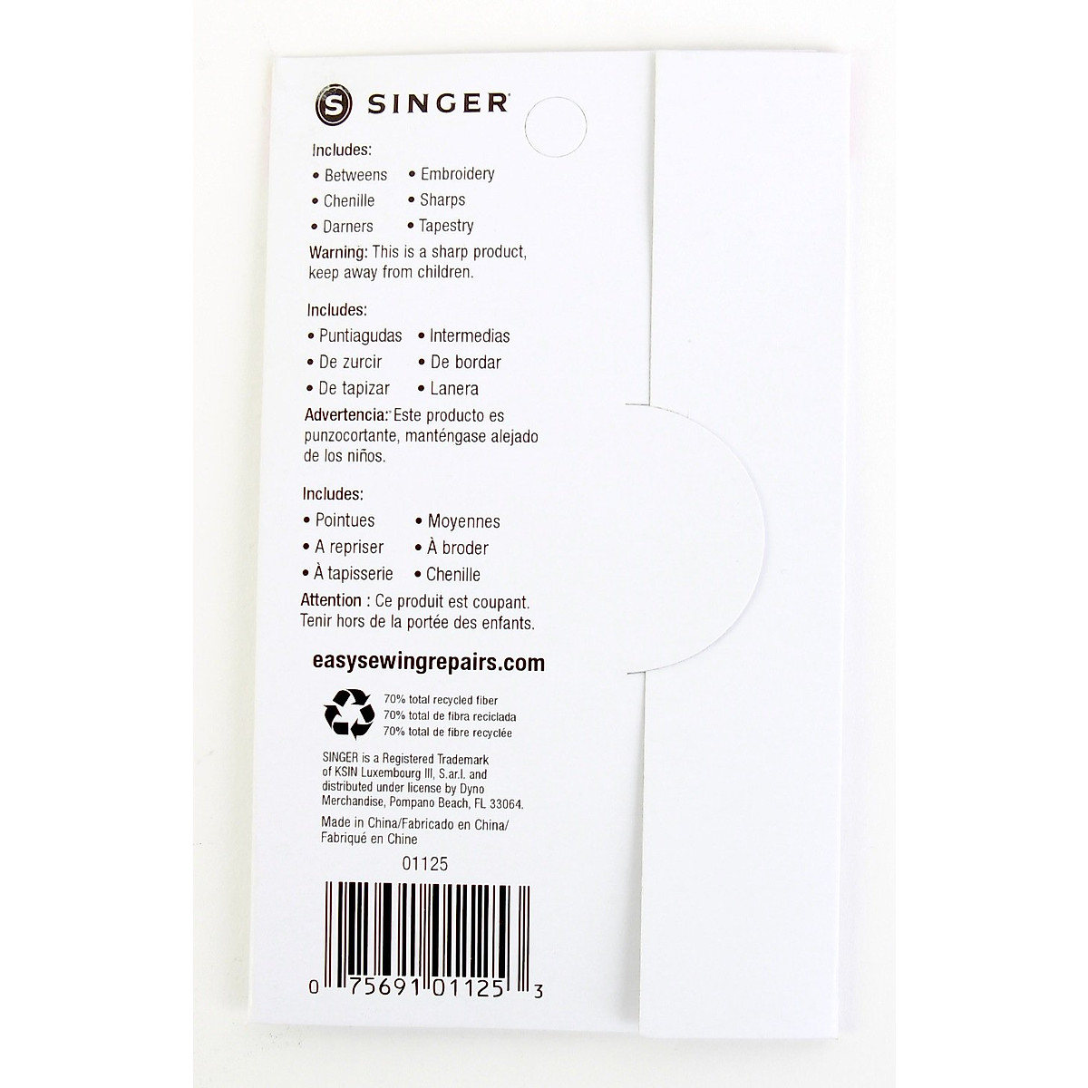 Singer 1125 Assorted Hand Needles