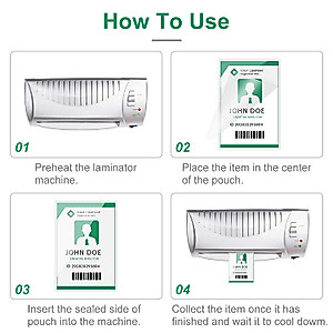 Thermal Laminating Pouches Clear Laminating Pouches Plastic Paper Laminator Pouches, 9 x 11.5 Inch, 5 x 7 Inch, 4 x 6 Inch, 2.2 x 3.7 Inch (100 Pieces)