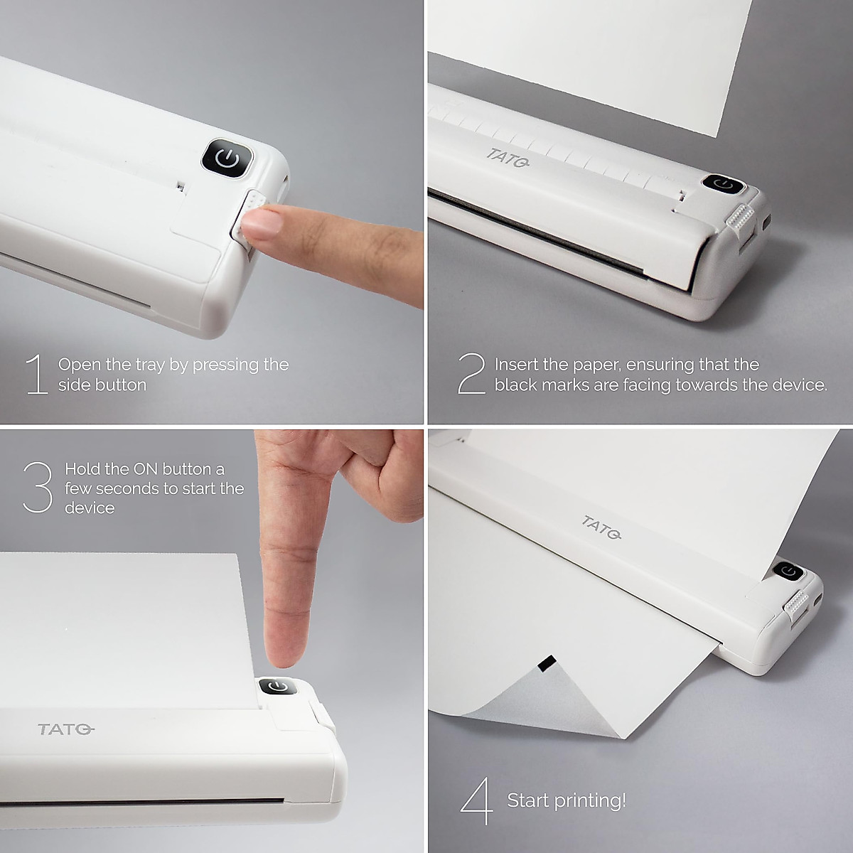 TATO Portable Printer - Portable Printer Wireless for Travel - Small Printer Wireless - No Ink Printer - Travel Printer - Portable Mini Printer - Wireless Bluetooth Printer - Studying Essentials