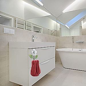 Zerodeko Wall Hanger Wall Mounted Rose Hook Entryway Iron Key Holder Wall Hanging Double Clothes Hook Door Back Hook Bathroom Towel Hook for Bags Hat Jackets White Decorative Rose Iron Hooks