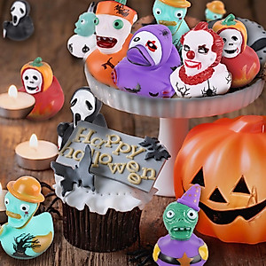 SCIONE 48 Pack Glow in The Dark Halloween Rubber Duck Party Favors, Assorted Rubber Ducks Toys Halloween Party Supplies Trick or Treat Supplies Goodie Bag Fillers Baby Showers Bath Toys for Kids