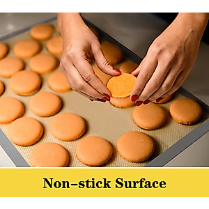 Silicone Baking Mat, 2pcs 16.5"×12" Silicone Reusable Baking Mat, Non-Stick, Food Safe Oven Baking Mats for Baking, Making Cookies, Bread