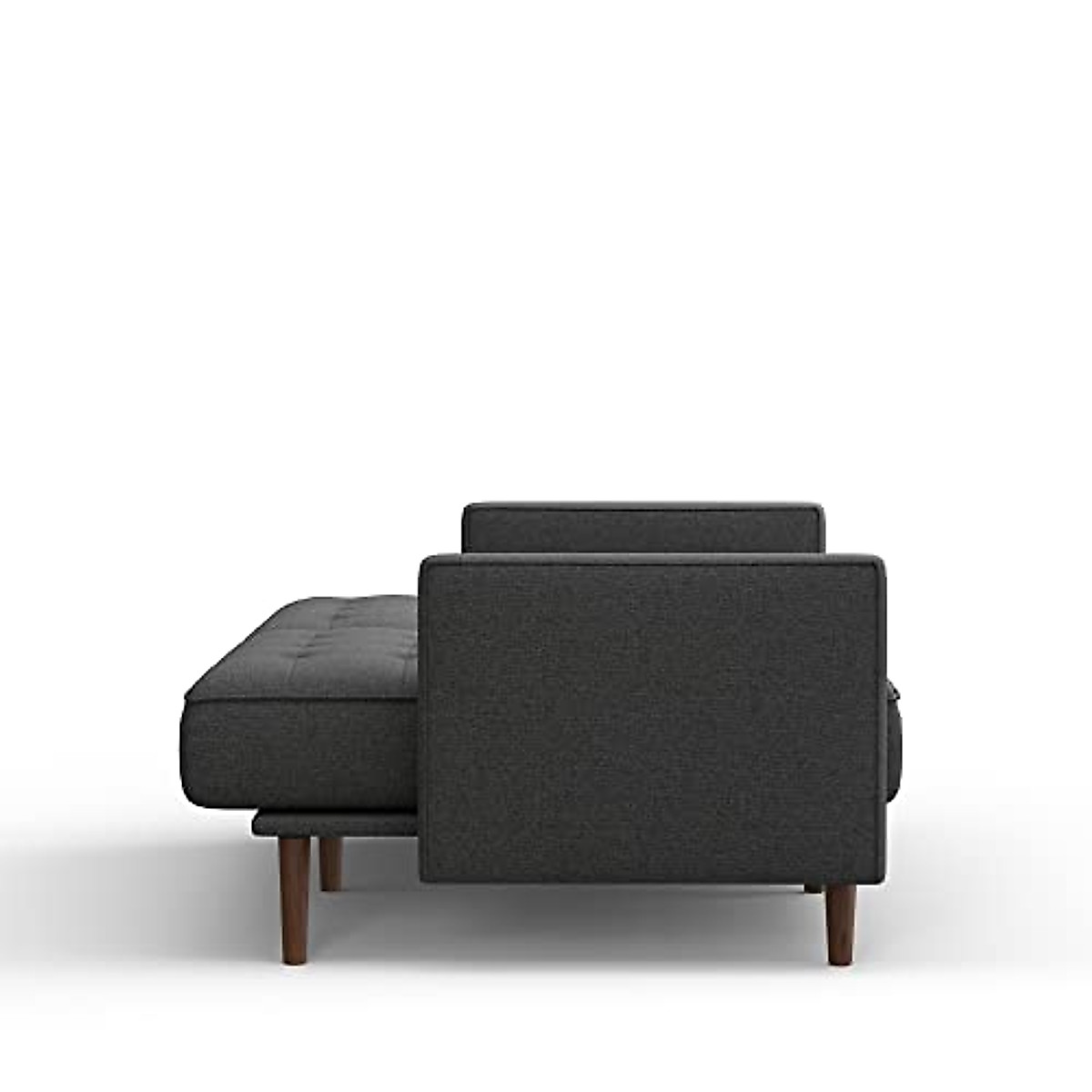 Glenwillow Home 81.5" Mies Square Arm Sleeper Sofa with 32-Button Tufting in MCM Vintage Design in Dark Grey