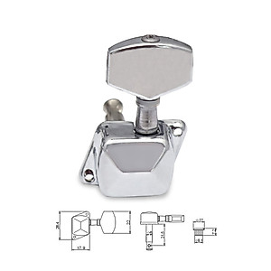 Metallor Semiclosed String Tuning Pegs Machine Heads Tuners 3L 3R Electric Acoustic Guitar parts Replacement Set of 6Pcs Chrome. (3L+3R)