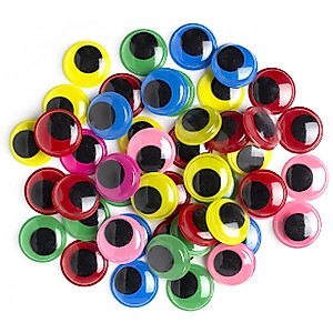 Cousin DIY Black and Neon Wiggle Eyes, Pack of 50, 20mm