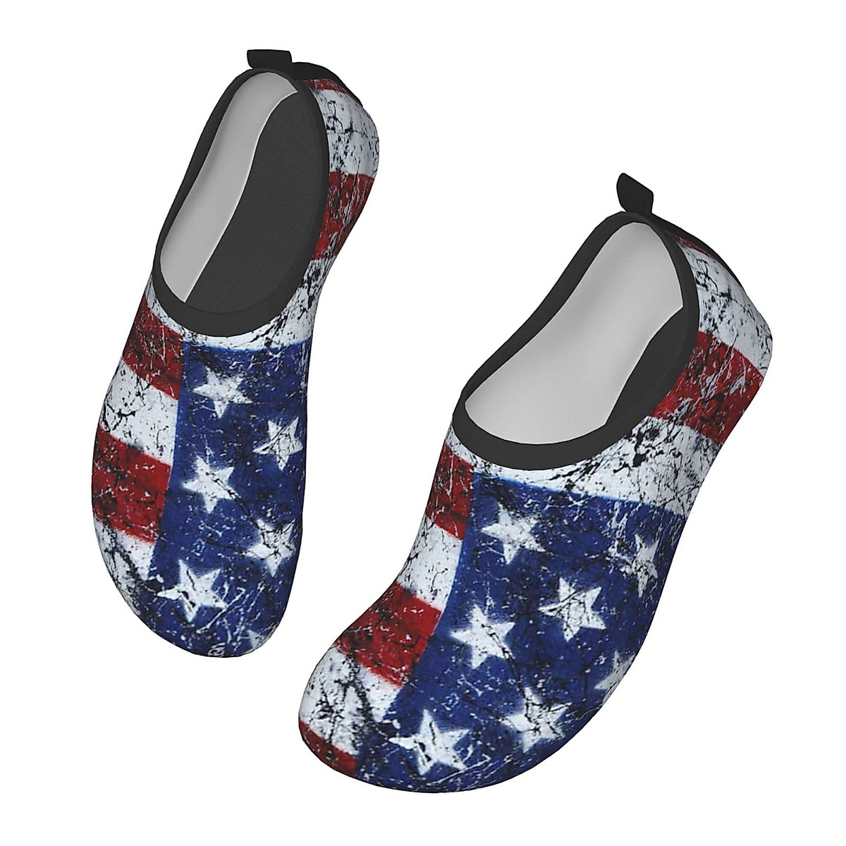 American Flag Art Red White and Blue Water Shoes Outdoor Exercise Aqua Socks Adult Aqua Socks Necessities for Men Women Water Games