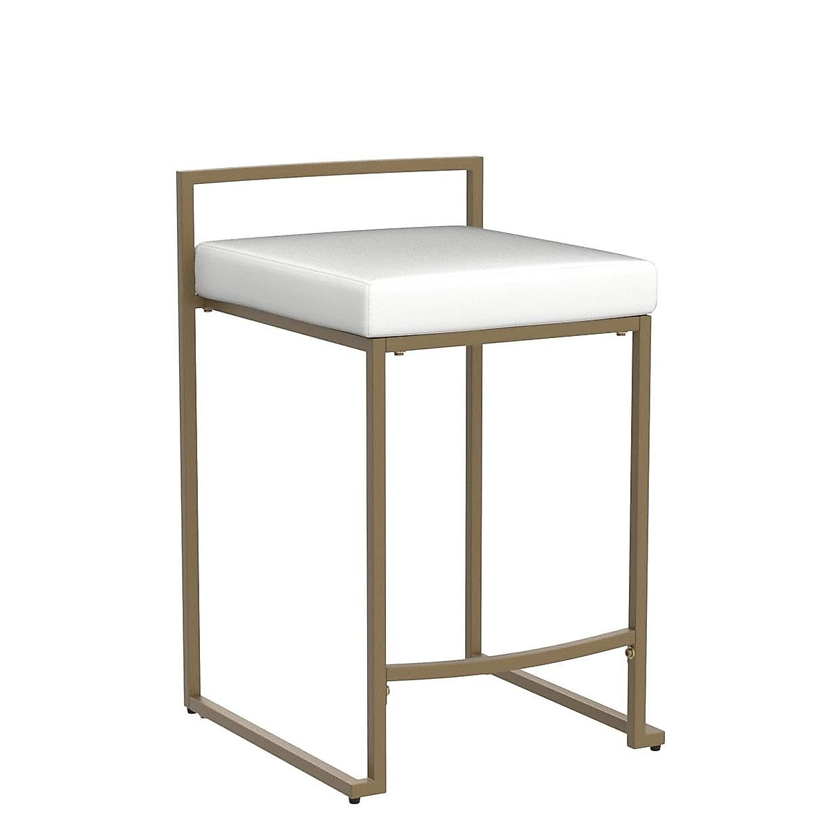 Crosley Furniture Harlowe Upholstered Seat Counter Height Bar Stools Set of 2, Kitchen and Dining, Crème and Gold