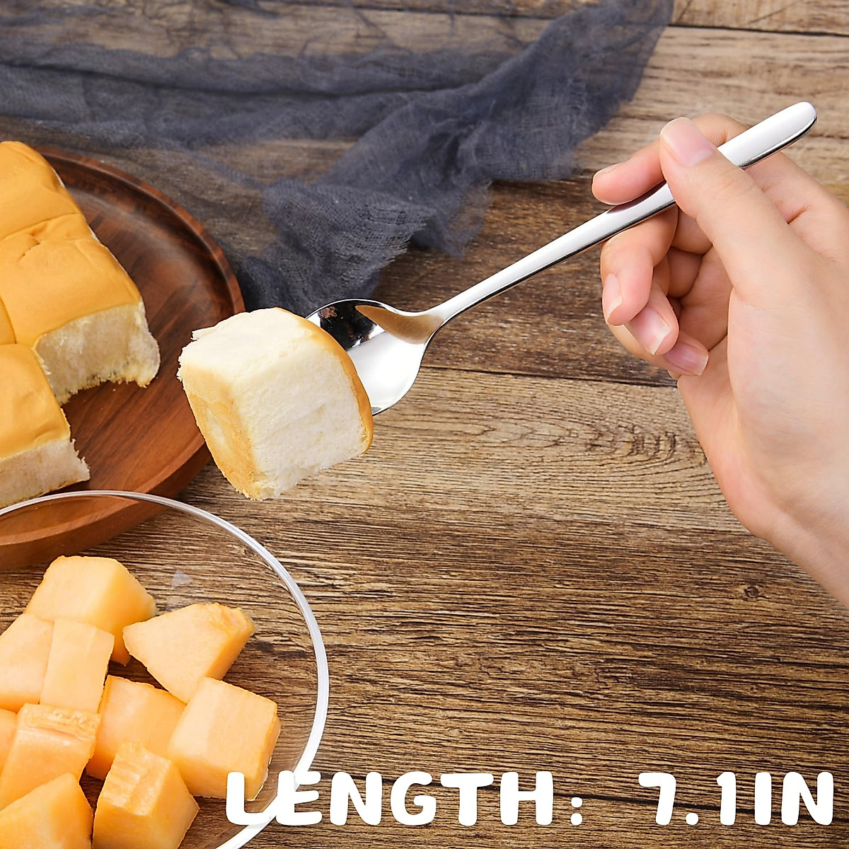 KAISHANE 6-Piece 7.1 Inch Sporks Set - 18/10 Stainless Steel Sporks for Household Use, Picnics, and Travel, Ideal for Ice Cream, Salad, Fruit Appetizers, and Desserts