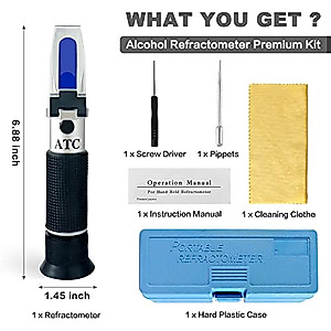 Brix Refractometer with ATC, Dual Scale - Specific Gravity & Brix, Hydrometer in Wine Making and Beer Brewing, Homebrew Kit