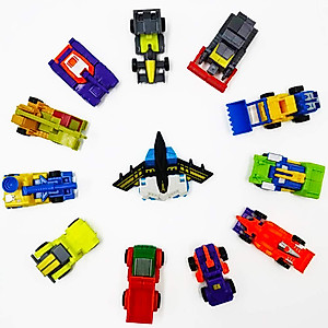 SCKTYZS Morphing Robot Construction Toy Cars Mini Pull Back Vehicles Set of 16 Action Figure Party Supplies Birthday Favors Decorations Kit for Toddlers Kids Boys Prizes Goodie