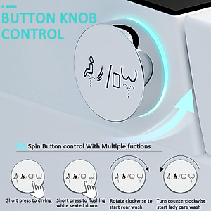 Smart Toilet with Bidet Built in, Heated Seat bidet attachment tankless toilet Adjustable Warm Water Washing and Air Drying, Foot Sensor,Remote One Piece Toilet Bidet for Bathrooms-Grey Screen