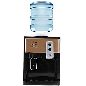 YILIKISS Top Loading Countertop Water Cooler Dispenser, Room Temperature, Hot & Cold Water Dispenser, Holds 3 & 5 Gallon Bottles, Mini Desktop Table Electric Drinking Machine
