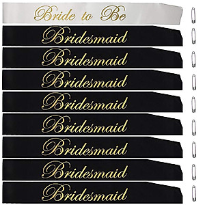 Bridal Shower Bachelorette Party Satin Sash Set:1 Bride to Be Sash, 8 Bridesmaid Sash, 9 Pcs Bride Tribe Wedding Decorations Kit for Hen Party, Engagement Party Favors & Supplies