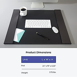 Artistic Monticello Executive Desk Pad, Smooth Writing Desk Mat That Protects Desktop from Scratches & Stains, 24" x 19", Black/Gray