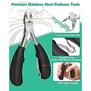 Toenail Clippers for Thick Nails, Large Nail Clippers for Thick & Ingrown Toenails Podiatrist Toenail Clippers Kits Stainless Steel Super Sharp Curved Blade Grooming Nail Tool for Man & Women