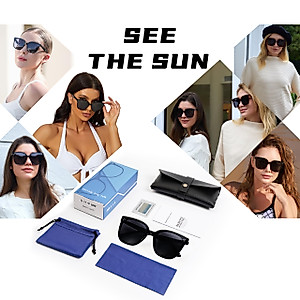 Yaserra Trendy TAC Polarized Square Sunglasses for Women Men, Oversized Lightweight TR90 Frame UV400 Protection