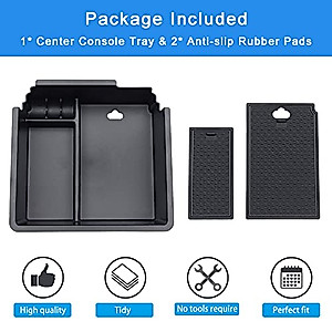 PIMCAR Compatible with 2019 2020 2021 2022 2023 Ford Ranger Center Console Organizer ABS Plastic Material Armrest Box Insert Tray Accessories-Black