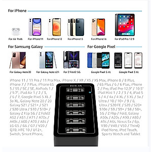 Wall Charger, Arttron 40W 6 Port USB Charging Station, USB Wall Charger multiport and Foldable Plug for iPhone 13/12/11/XR/X/8/7/Plus, iPad Pro/Air 2/Mini, Galaxy S9/S8/S7/S6, Note, LG, HTC and More.