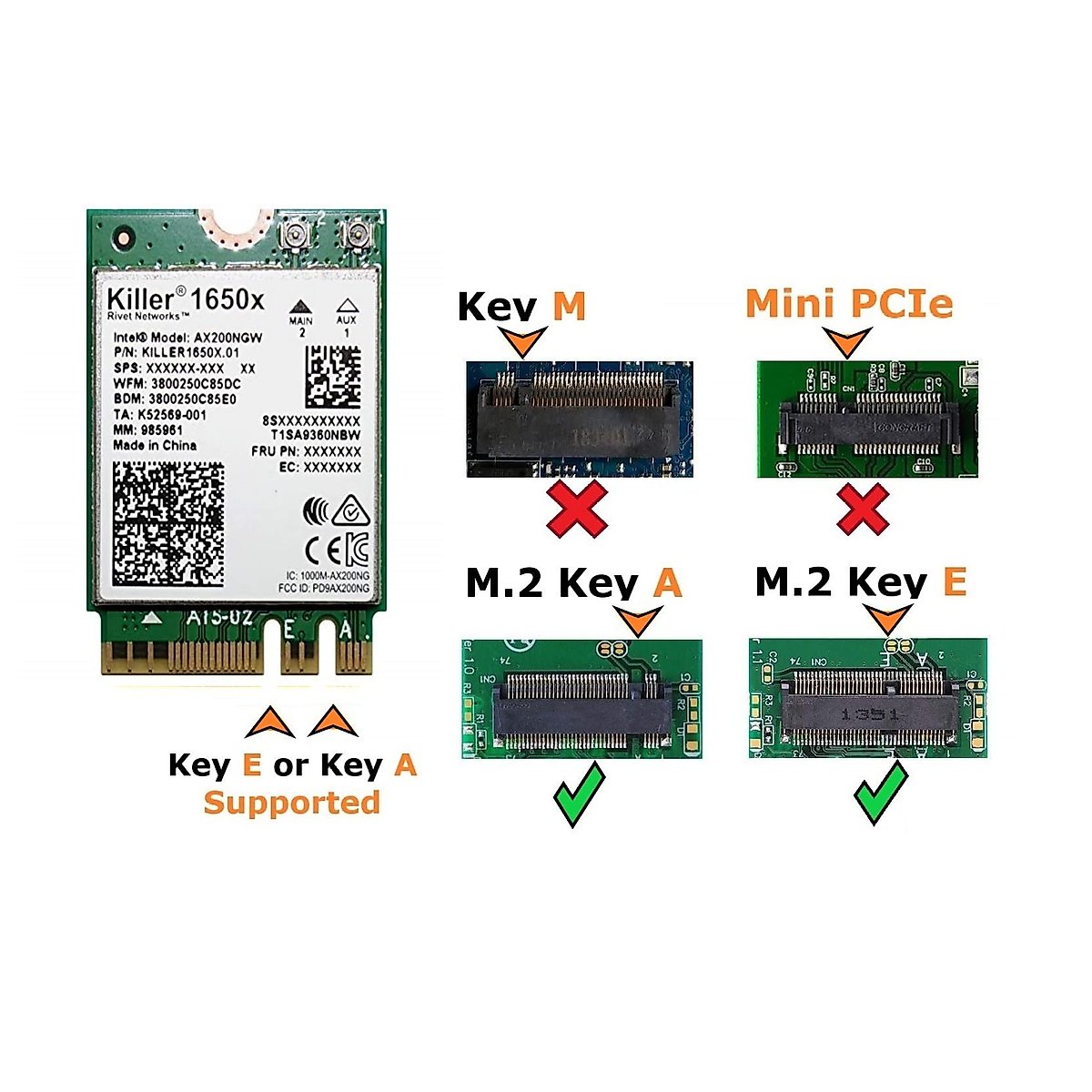 HighZer0 Electronics AX1650x Killer Series WiFi 6 Upgrade | Gaming WiFi Adapter | M.2 WiFi Card for PC | 2.4 Gbps WiFi for PC | Supports Bluetooth 5.2 & Intel, AMD, Windows 10+, Linux (AX1650x)